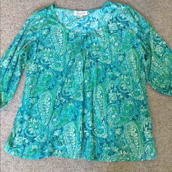 Jones New York | Tops | Ladies X Green Aqua Spring Top | Poshmark